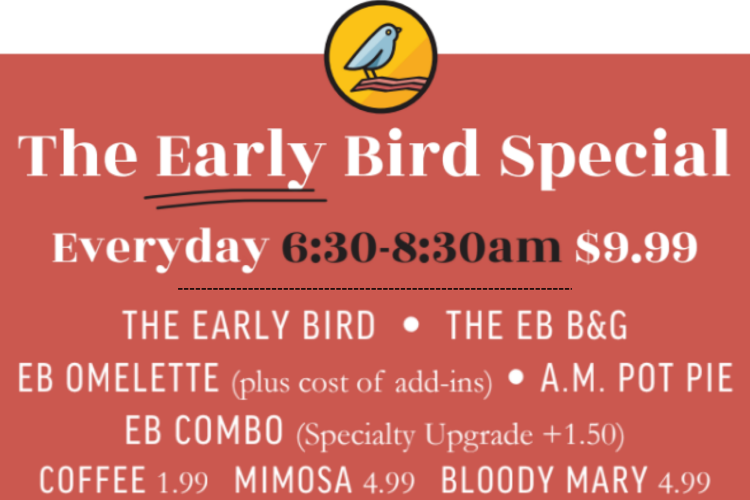 Early Bird - Location Landing Page - Food Menu